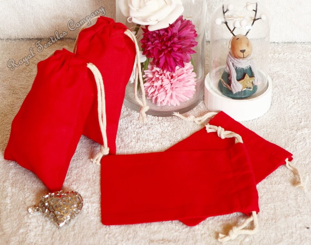 Red Cotton Drawstring Bags - W7cm*H10cm (3x4inches)