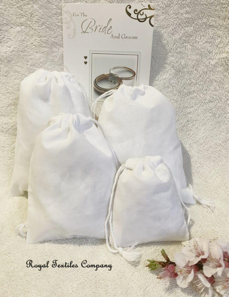 WHITE Cotton Drawstring Bags - W15cm*H20cm (6x8inches)