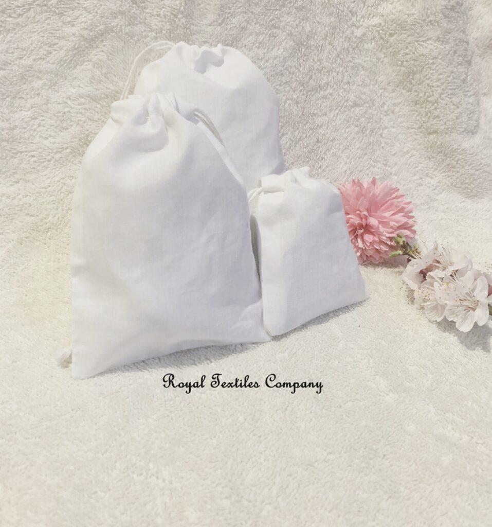 WHITE Cotton Drawstring Bags - W10cm*H15cm (4x6inches)