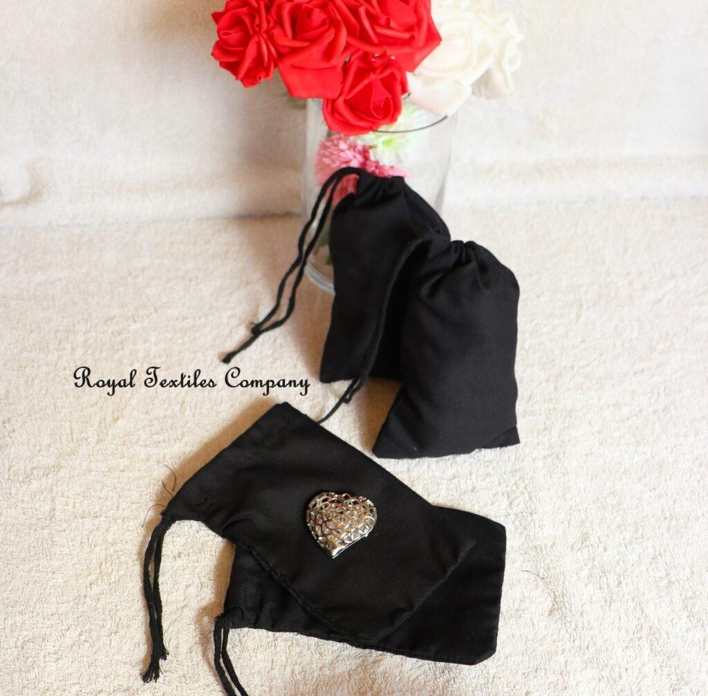Black Cotton Single Drawstring Bags - W10cm*H15cm (4x6inches)