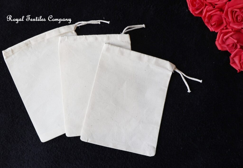 Natural Cotton Single Drawstring Bags-W15cm*H20cm (6x8inches)