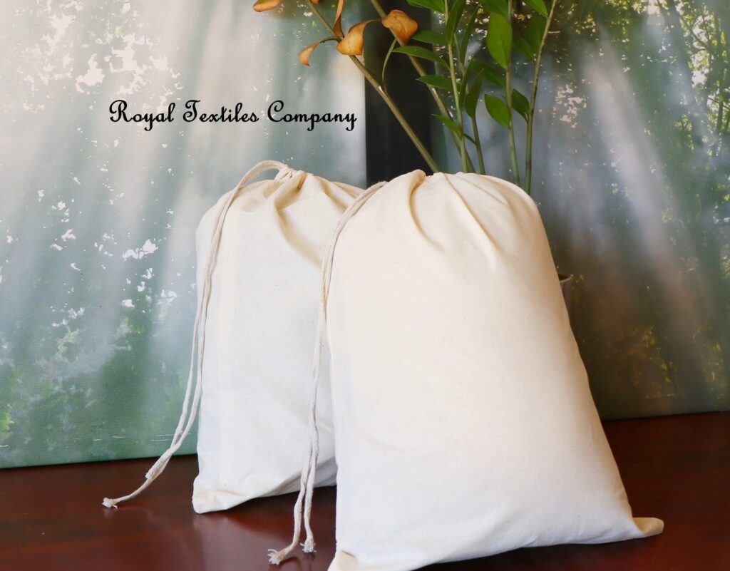 Natural Cotton Single Drawstring Bags-W25cm*H30cm (10x12inch)