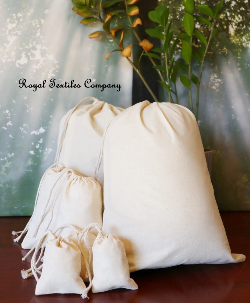 Natural Cotton Single Drawstring Bags-W30cm*H50cm (12x20inch)