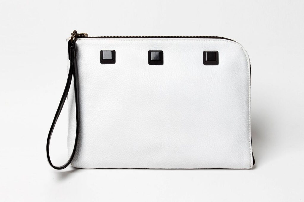 White Leather Wristlet, Small Leather Bags