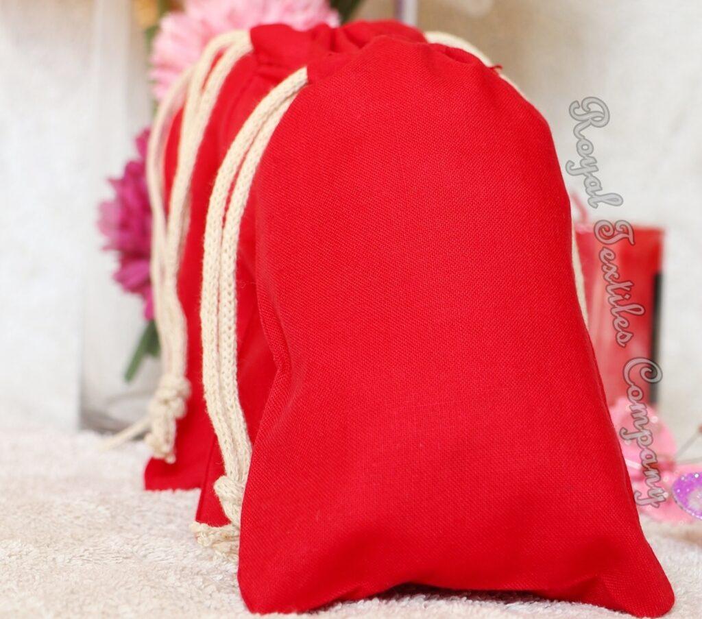 Red Cotton Drawstring Bags - W20cm*H25cm (8x10inches)